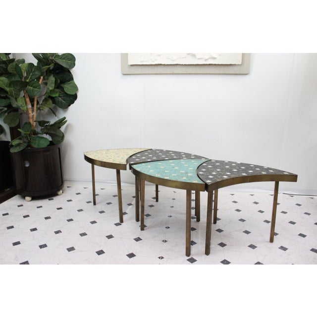 Mid Century Modern Table Set Tile Italian Mezza Luna | Chairish