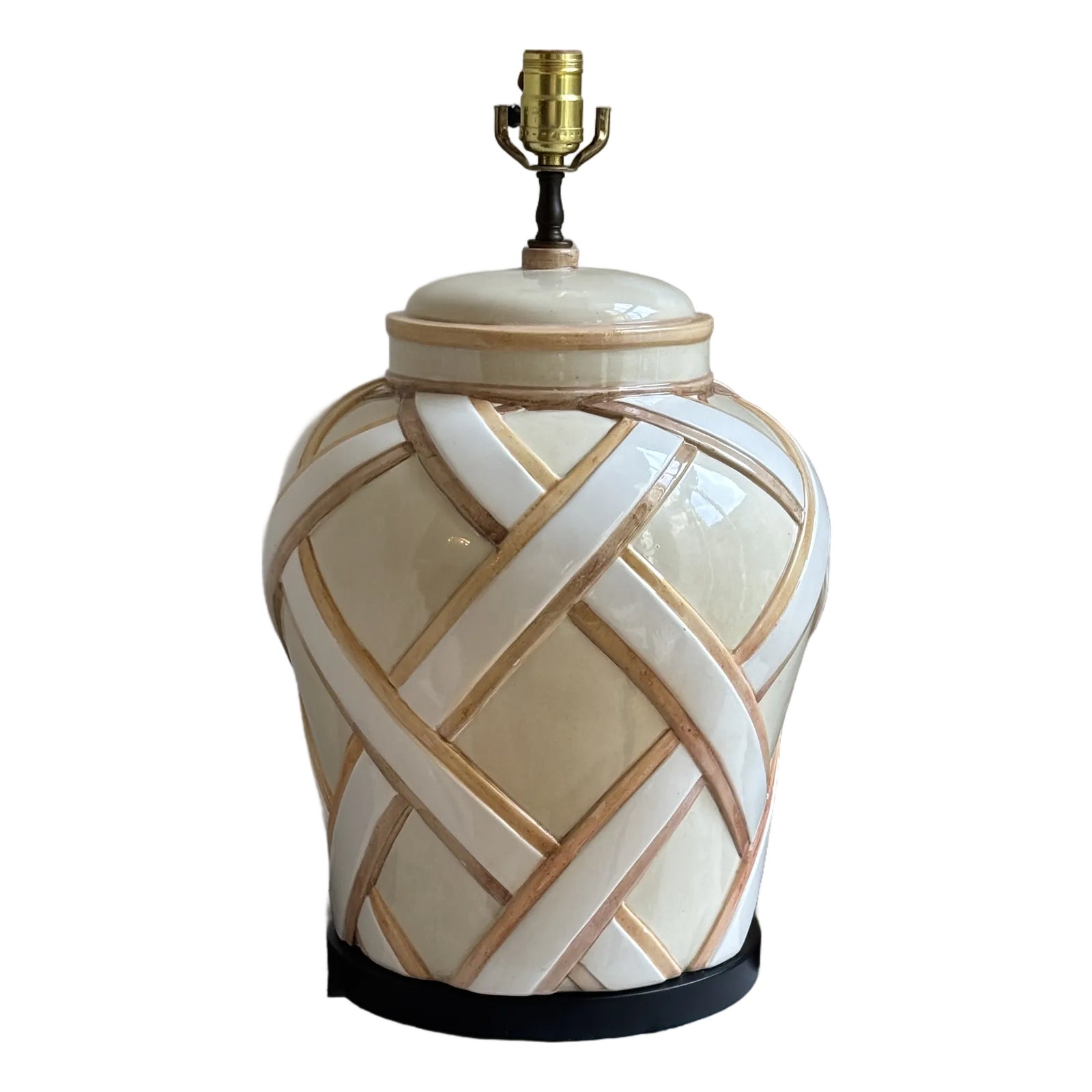Vintage Chapman Ginger Jar Table Lamp W/ Basketweave Motif | Chairish