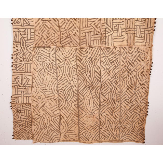 Early 20th Century African Kuba Embroidered Raffia Textile Rug | Chairish