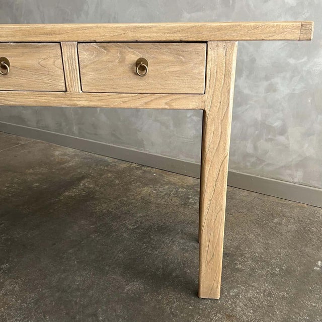 Reclaimed Elm Wood Console Table With Drawers | Chairish