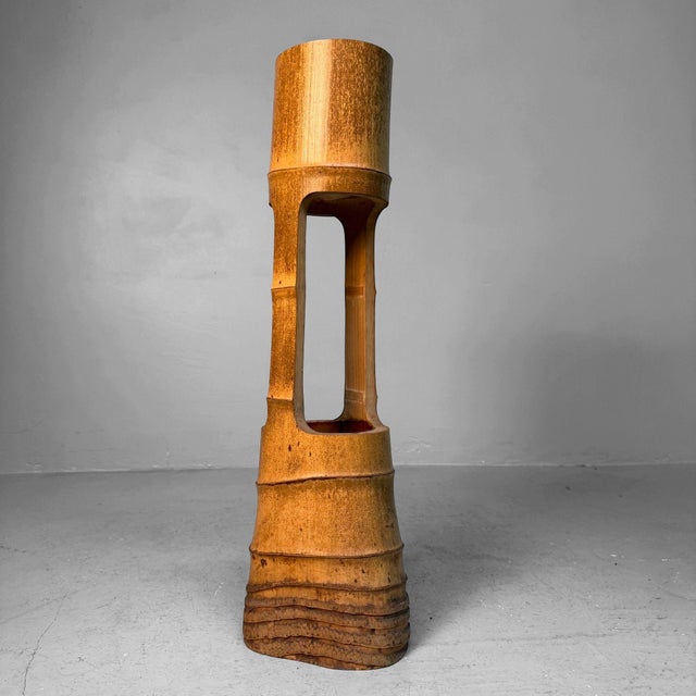 Bamboo Ikebana Stand with Ni-Ju-Giri Vase, 1930s | Chairish