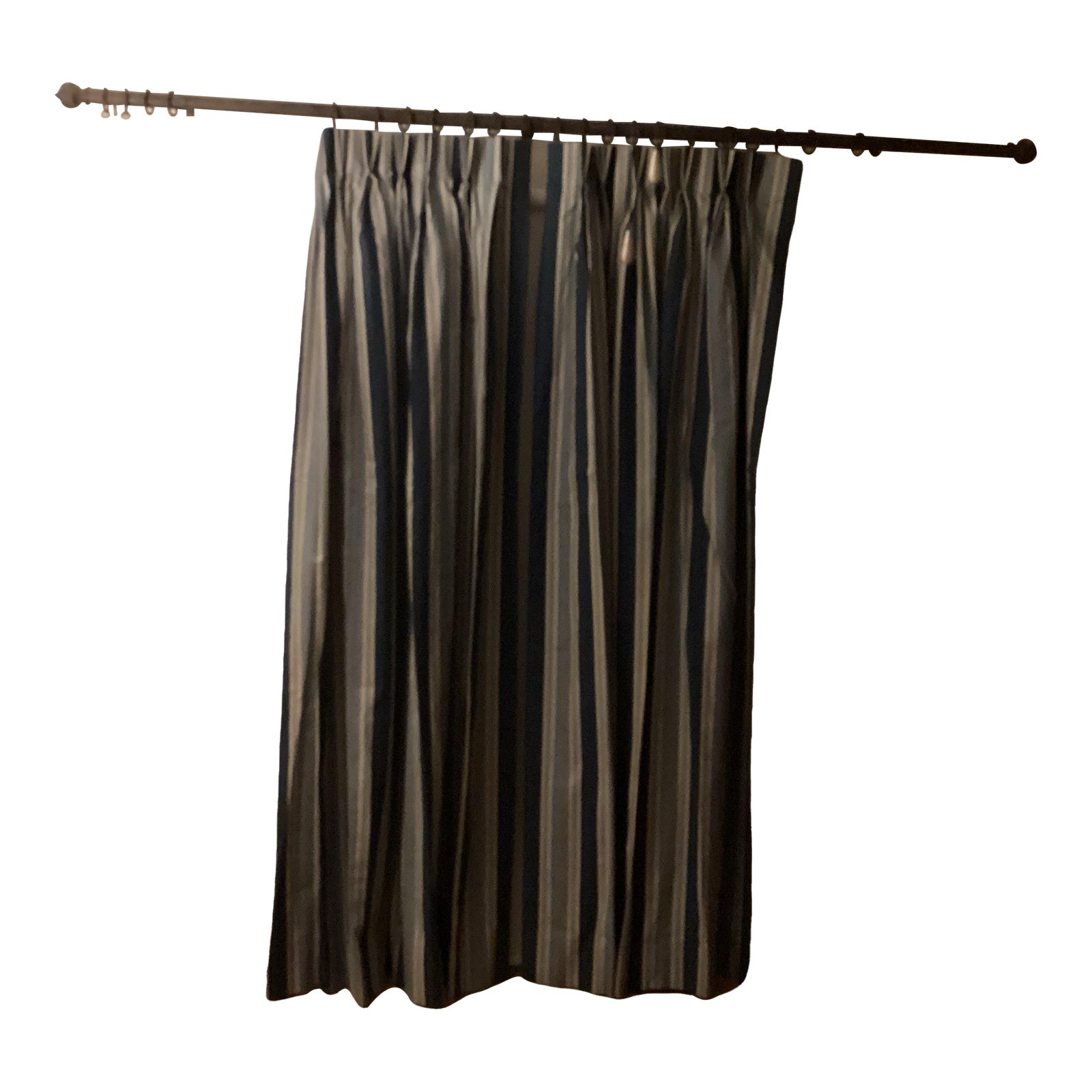 Designer Striped Fabric Drapery- Set of 2 | Chairish