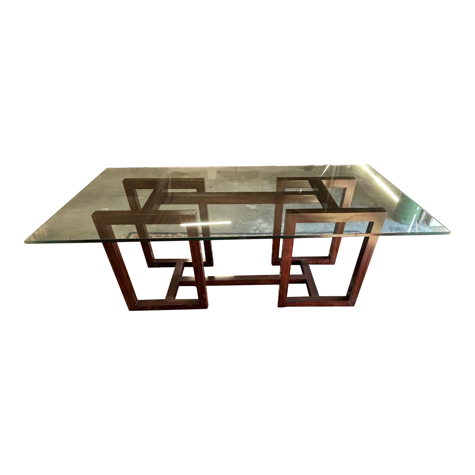 1990s Ralph Lauren Mercer Street Rosewood & Glass Dining Table | Chairish