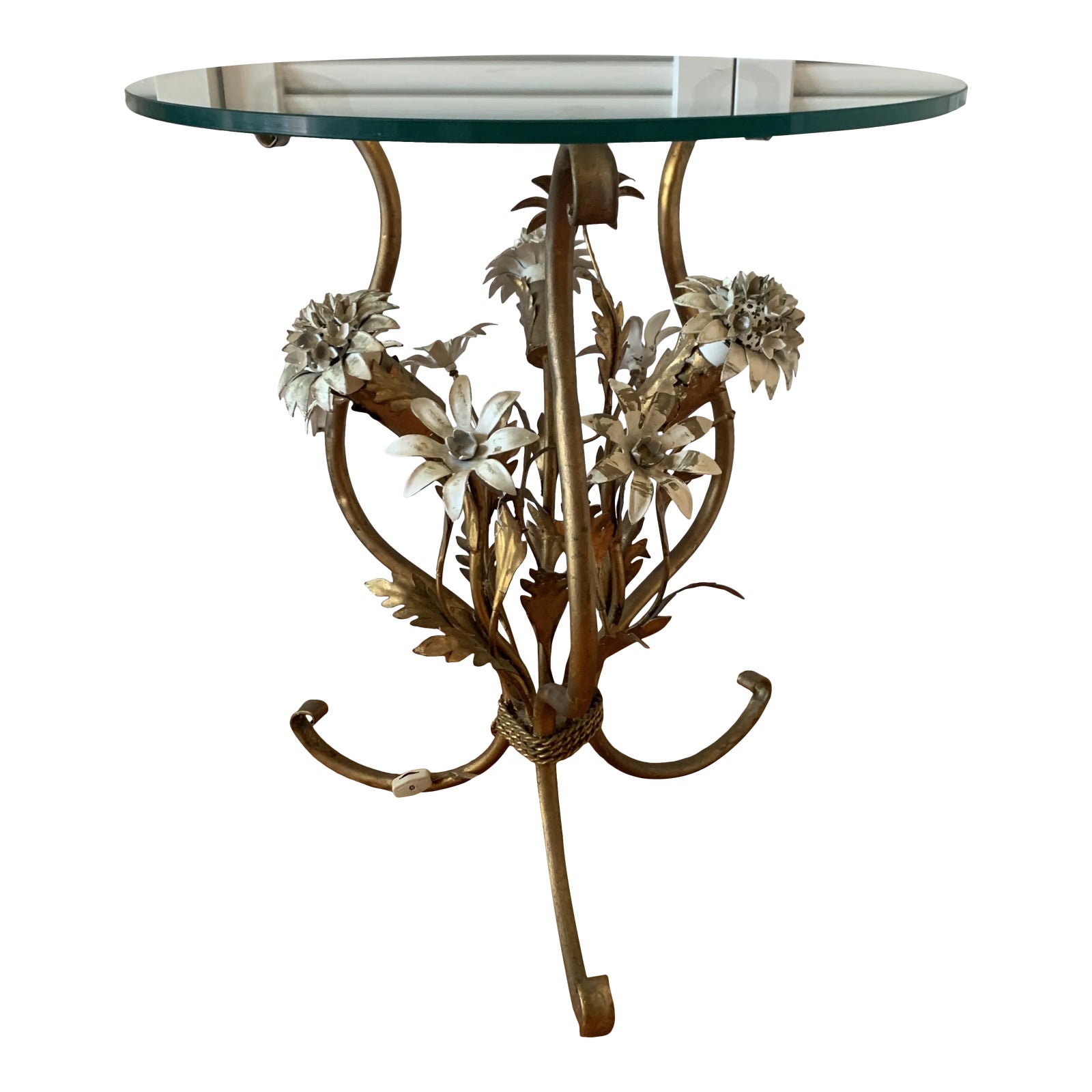 Vintage Italian Tole Table With Candle Holders | Chairish
