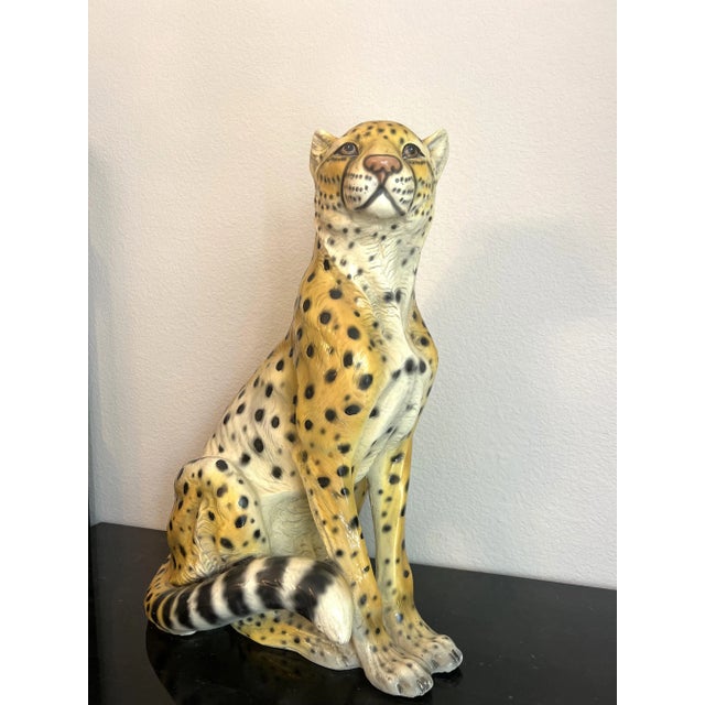 1960's Life Size Earthenware Cheetah Floor Figure Italy | Chairish