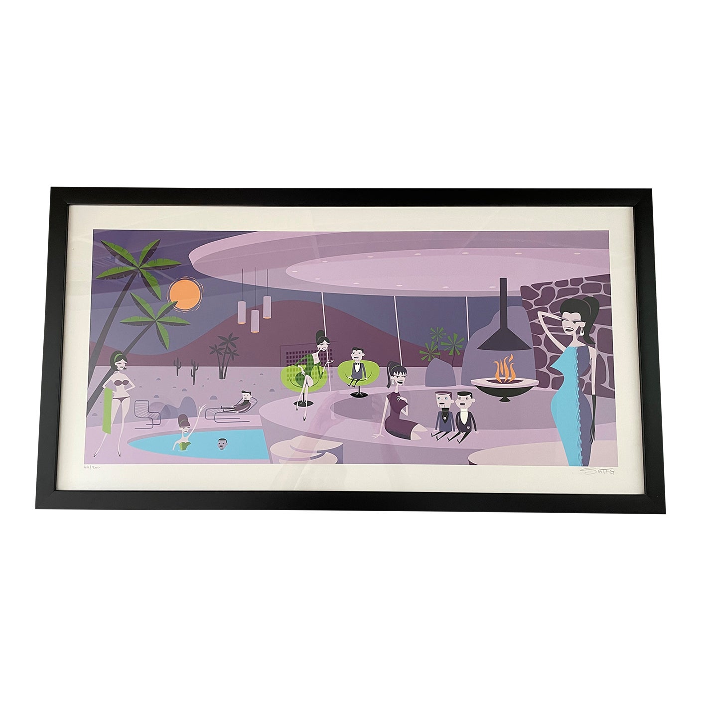 Shag (Josh Angle) 2003 Print "Palm Springs After Dark" Mid Century ...