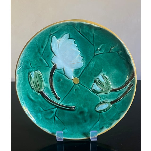 Joseph Holdcraft Majolica Pond Lily Plate, C. 1885 | Chairish