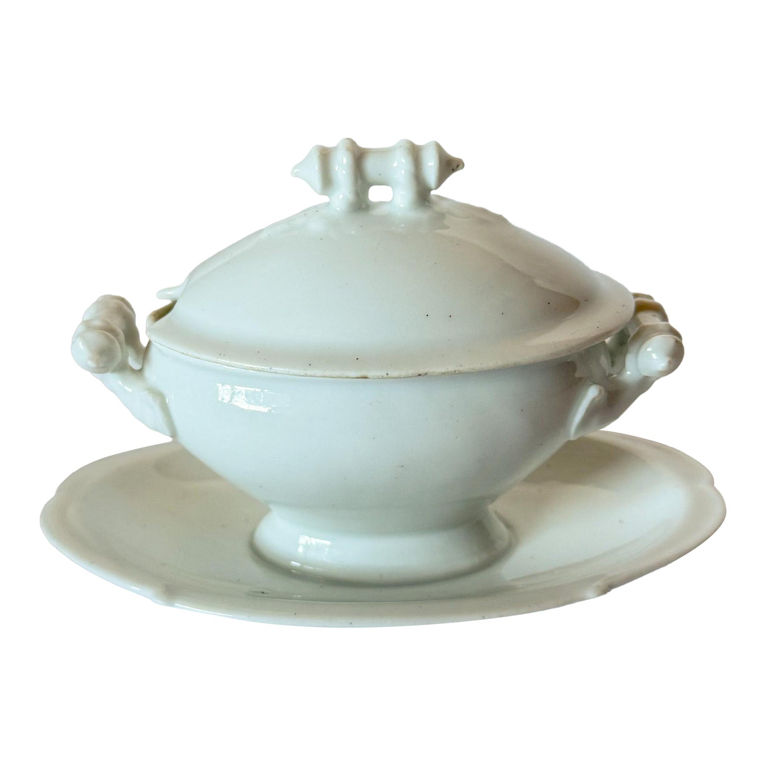 Small Antique French Porcelain Mustard Pot Tureen With Lid | Chairish