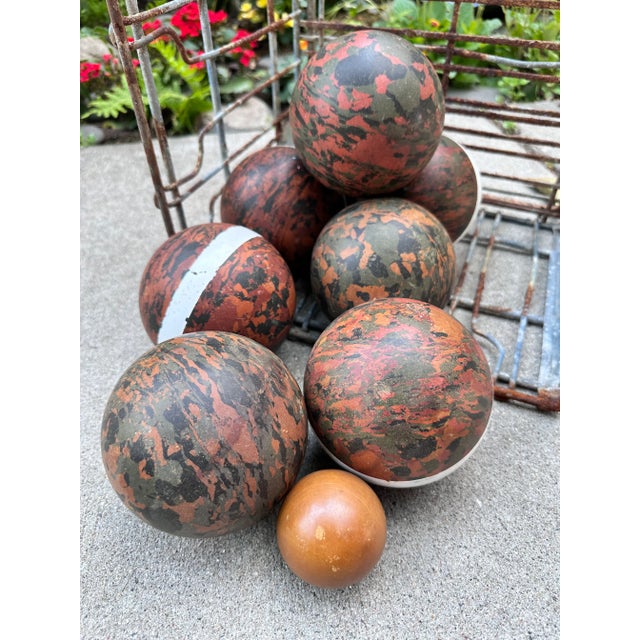 Vintage Italian Bocce Ball Set in Mottled Camouflage Pattern and Earthy ...
