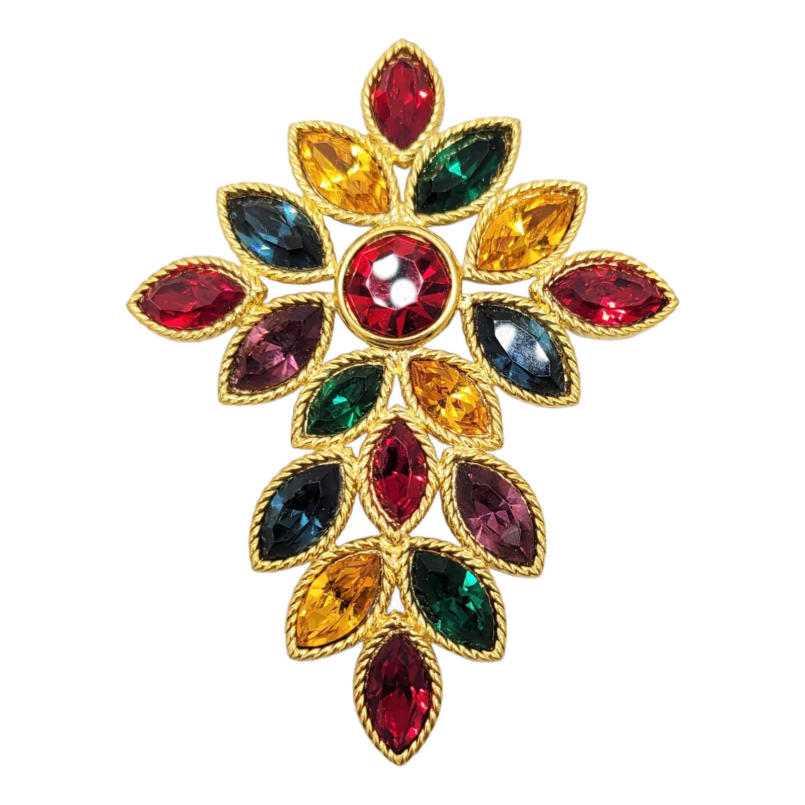 Vintage Signed Napier Book Piece Jewel Tone Rhinestone Brooch, 1991 ...