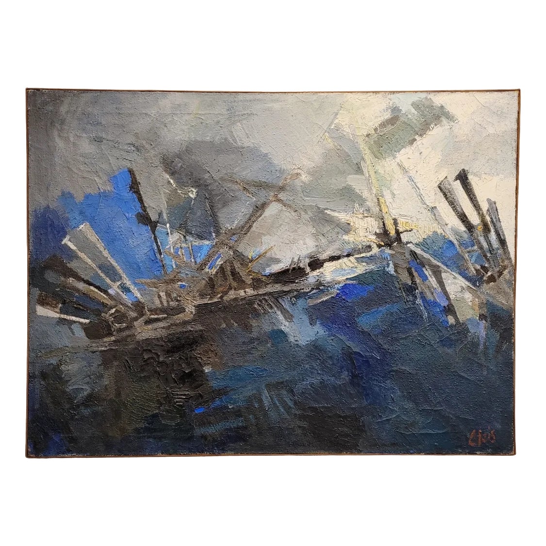 Hugo Cleis, The Battle of Salamine, 1950s, Oil on Canvas | Chairish