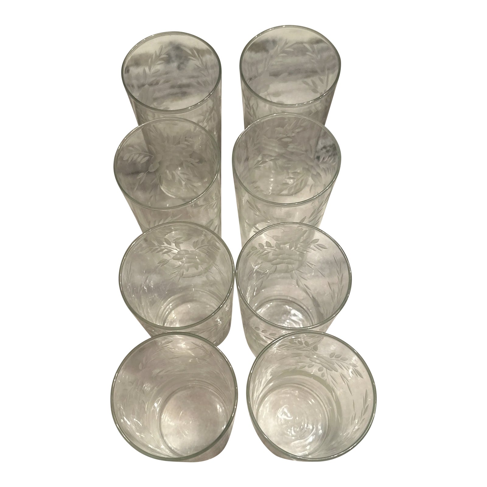 1960s Federal Shield Vintage Etched Glasses - Set of 8 | Chairish