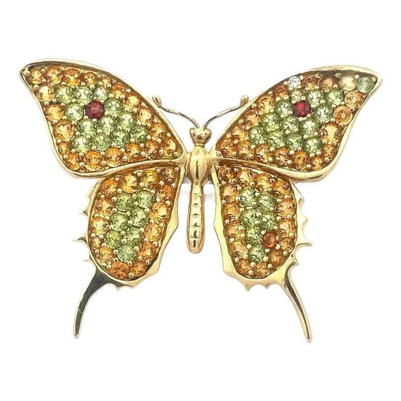 Gold Butterfly Gemstones Ring 18k & 14k Hugh Size | Chairish