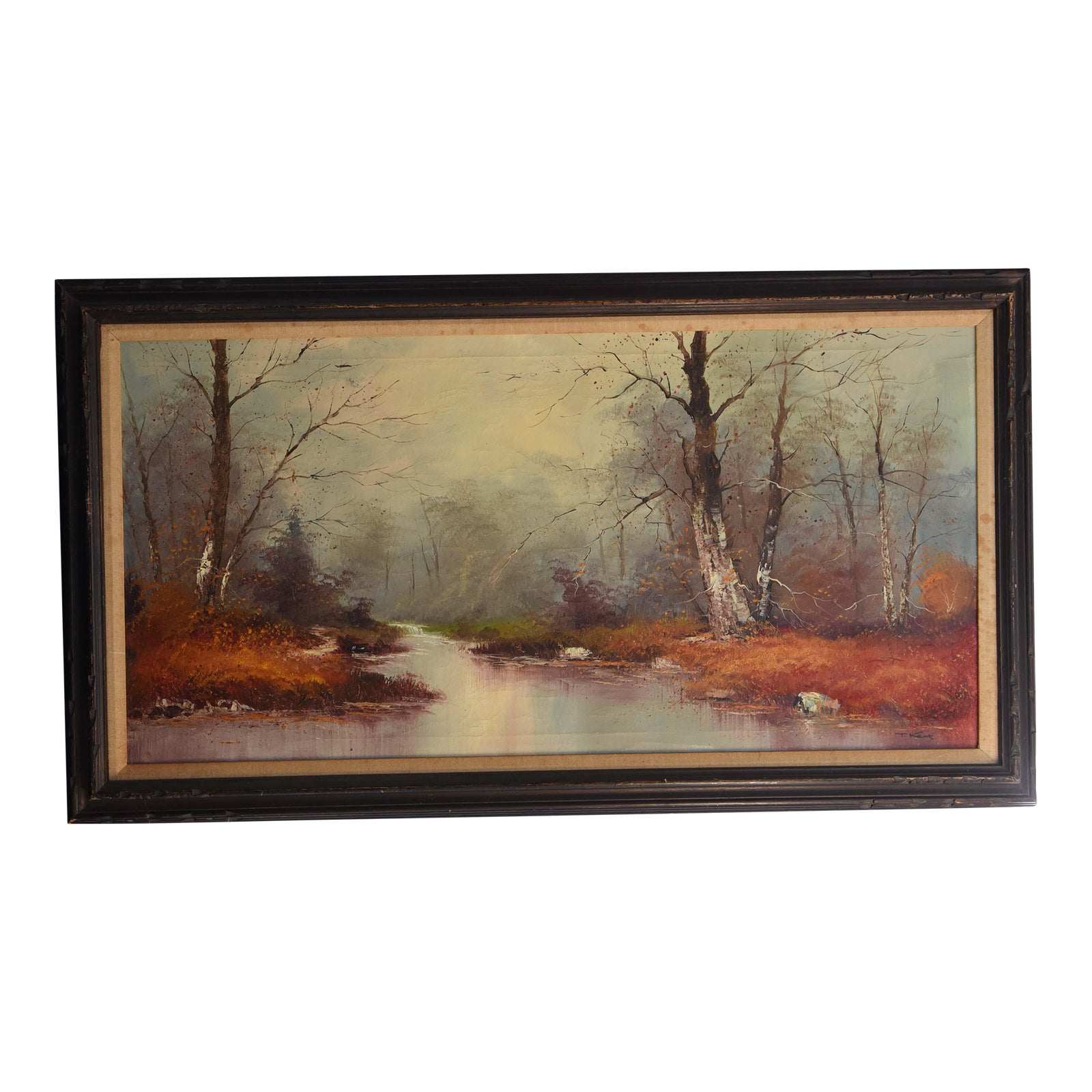 19th Century Whispers of Autumn's Embrace Oil on Canvas by T.Kent ...