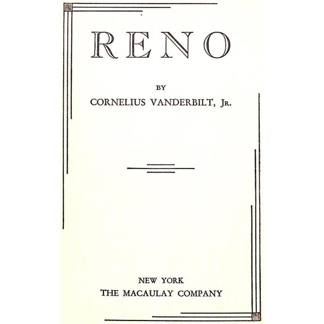 "Reno" 1929 Vanderbilt, Cornelius Jr. | Chairish