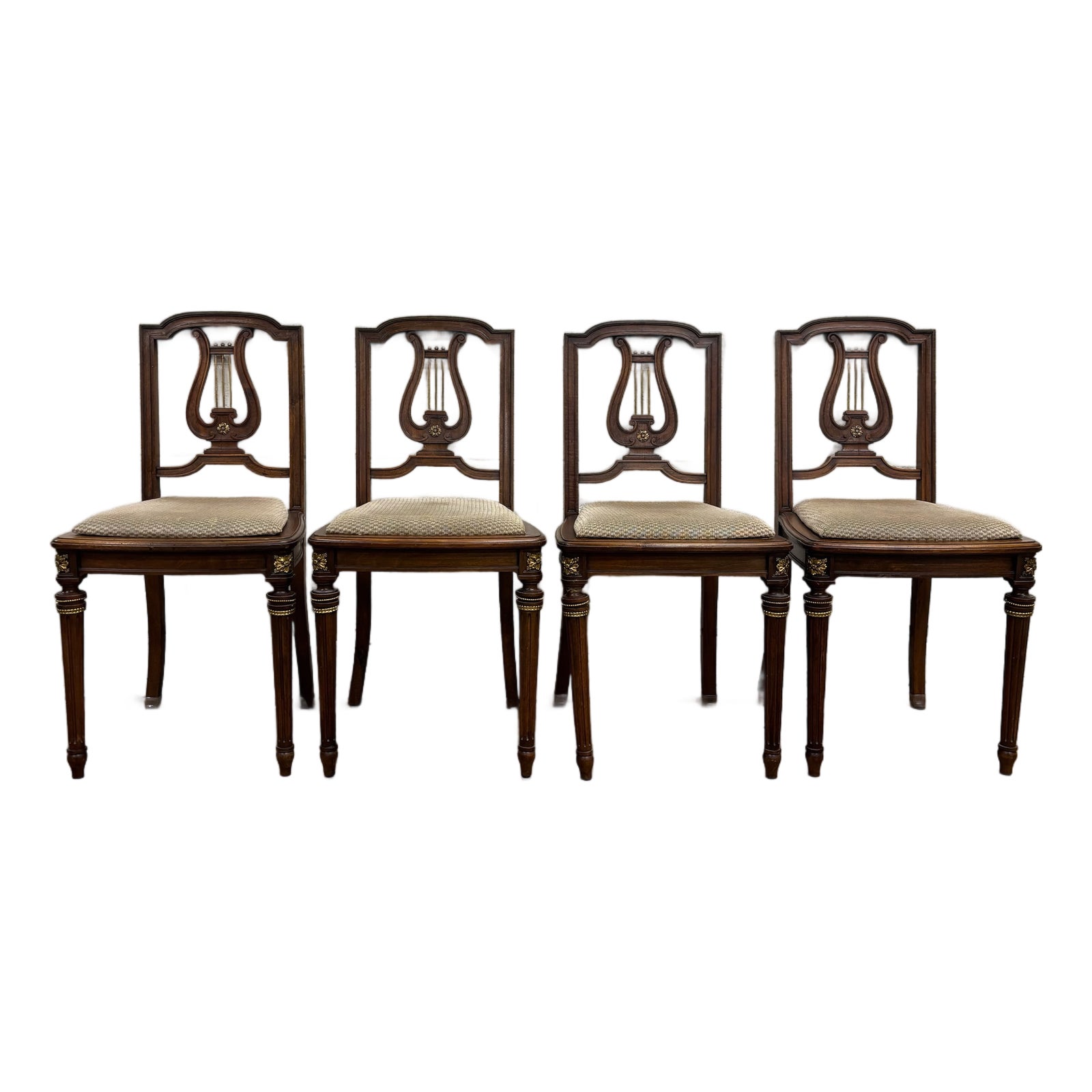 Vintage French Louis XVI Style Harp Back Lyre Back Bronze Ormulu Dining ...