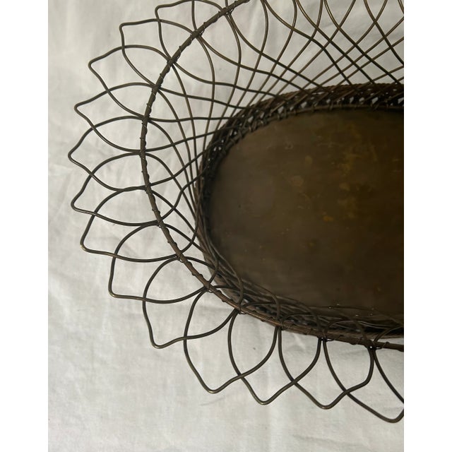 Late 20th Century Large Vintage French Wire Metal Basket Planter | Chairish