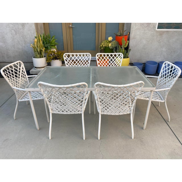 1960s Brown Jordan Tamiami Rectangular Dining Table & 6 Chairs in Cream ...