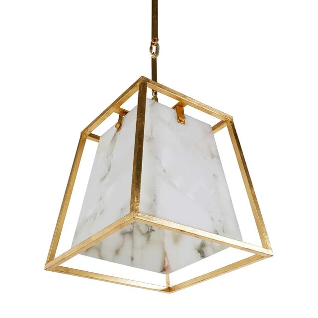 Stacey Gold Leaf & Alabaster Fixture | Chairish