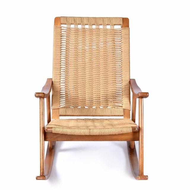 Mid-Century Modern Danish Modern Hans Wegner Style Woven Rope Rocking ...