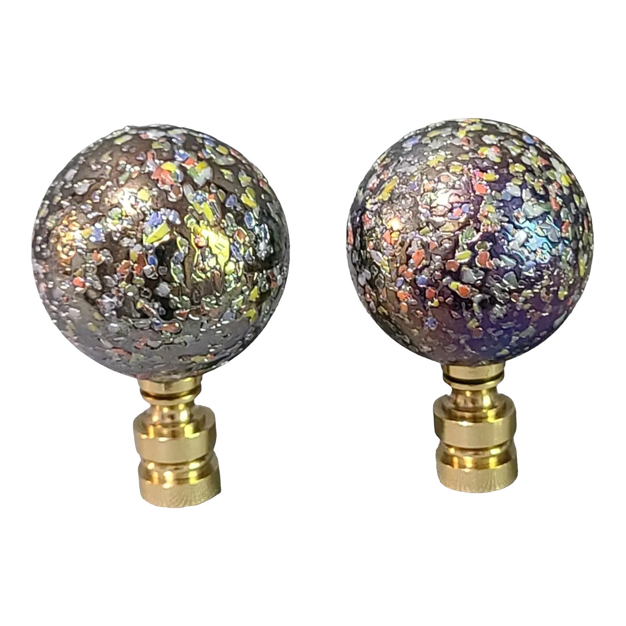 Pair of 21st Century Multi Color Blue Sparkle Art Glass Lamp Finials ...