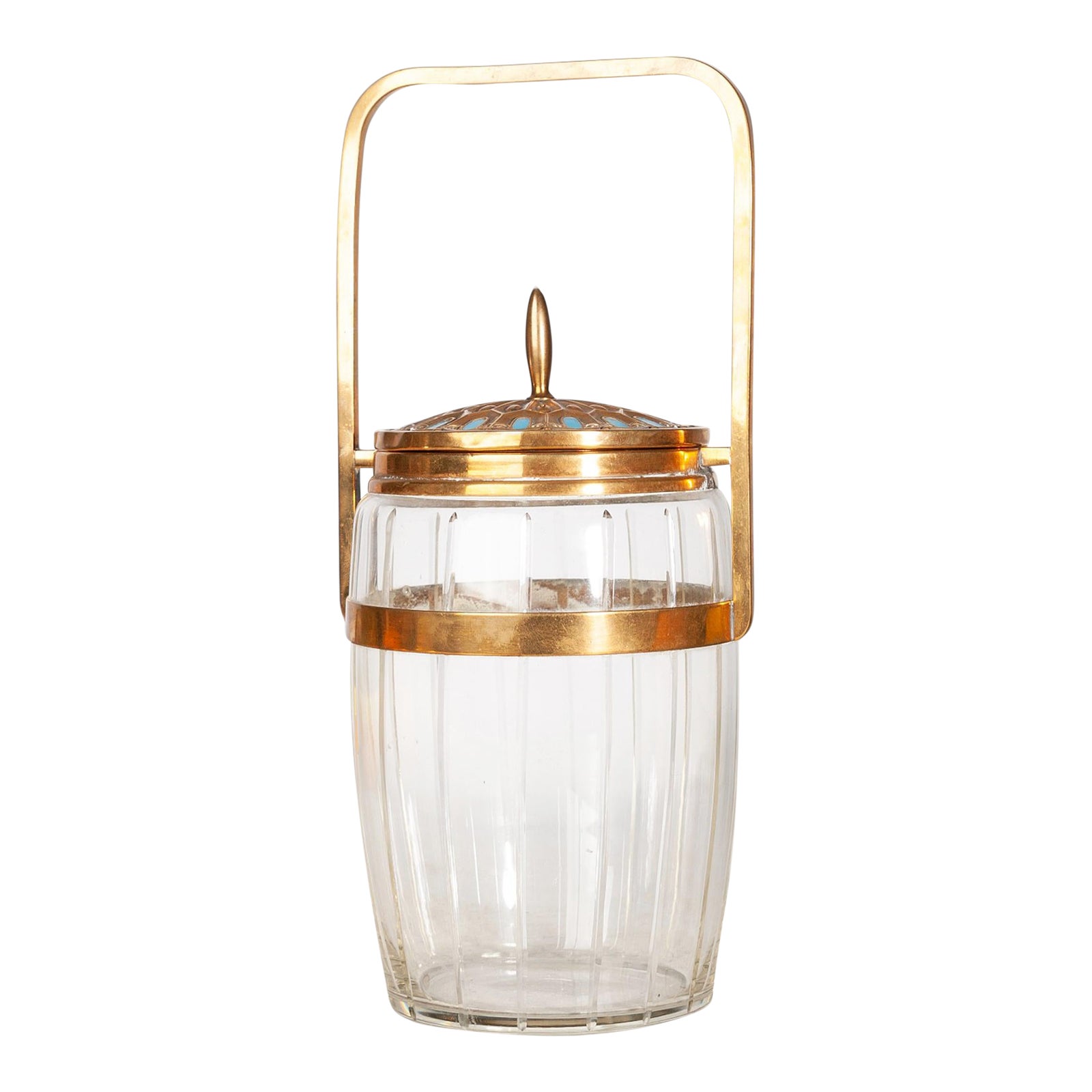 Early 20th Century Art Déco Crystal and Brass Cookie Jar/Bucket ...