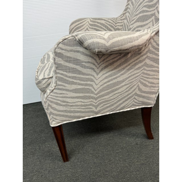 Custom Design Wingback Zebra Print Arm Chair | Chairish