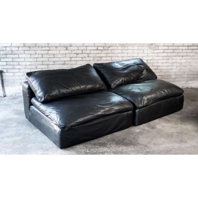 Restoration Hardware Cloud Modular Leather Luxe Armless Chairs - a Pair ...