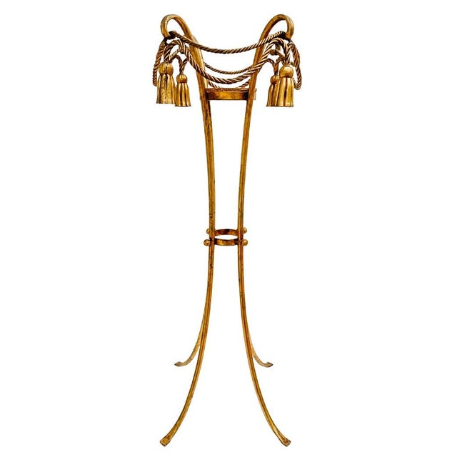 1960 Italian Florentine Gilt Rope and Tassel Plant Stand | Chairish