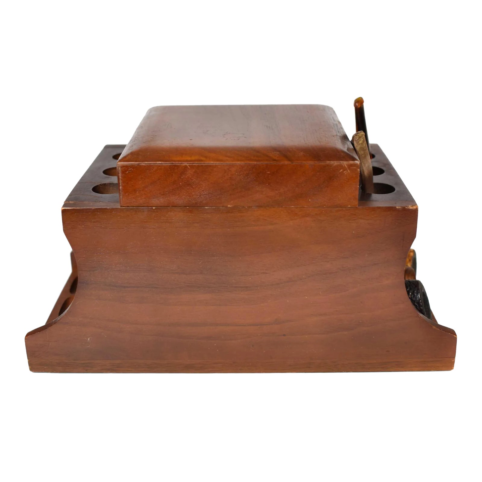 Mid Century Modern Wood Pipe Holder Rack Box | Chairish