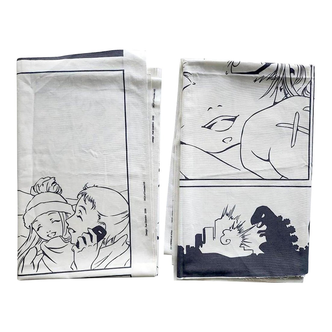 Vintage 2008 Ikea Åsa Ekström Japanese Manga Godzilla Anime Fabric, 2 ...