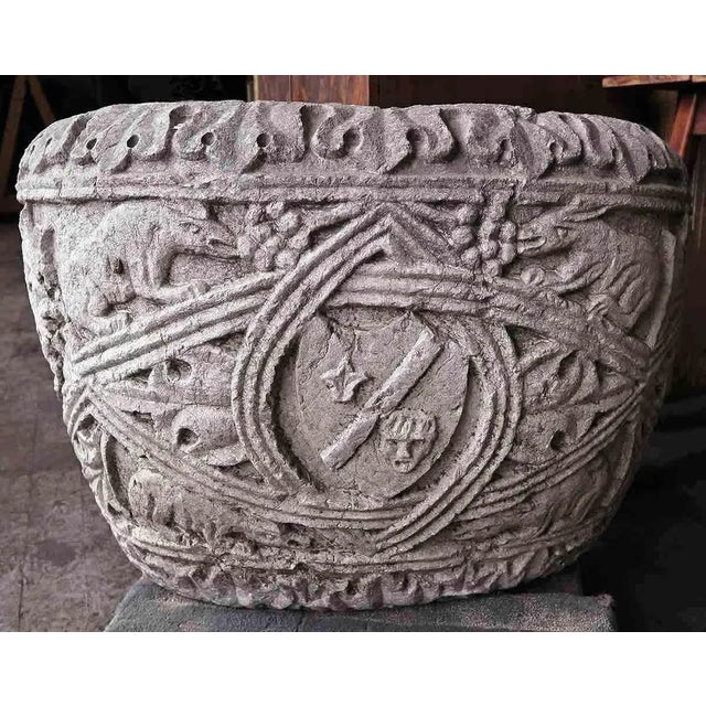 Mid 18th Century Italian Relief Carved Istrian Marble Planter | Chairish