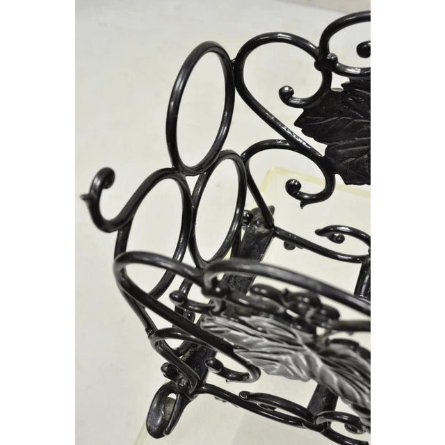 Vintage Victorian Style Black Cast Iron 6 Wine Bottle Rack Holder With ...