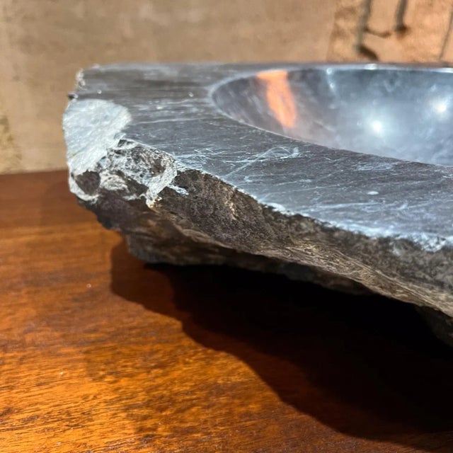 Carved Black Marble Natural Stone Sink Basin | Chairish