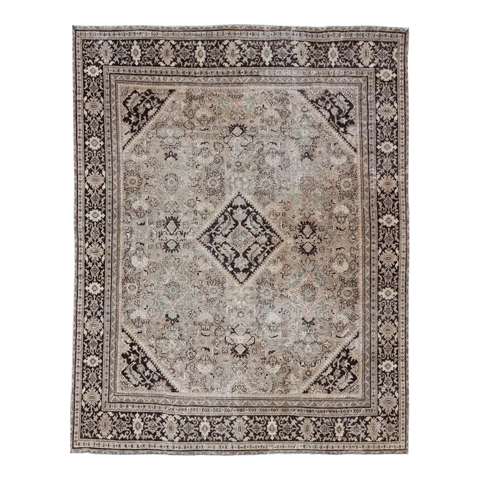 Large Antique Persian Sultanabad-Mahal Rug With Sub-Geometric Floral ...