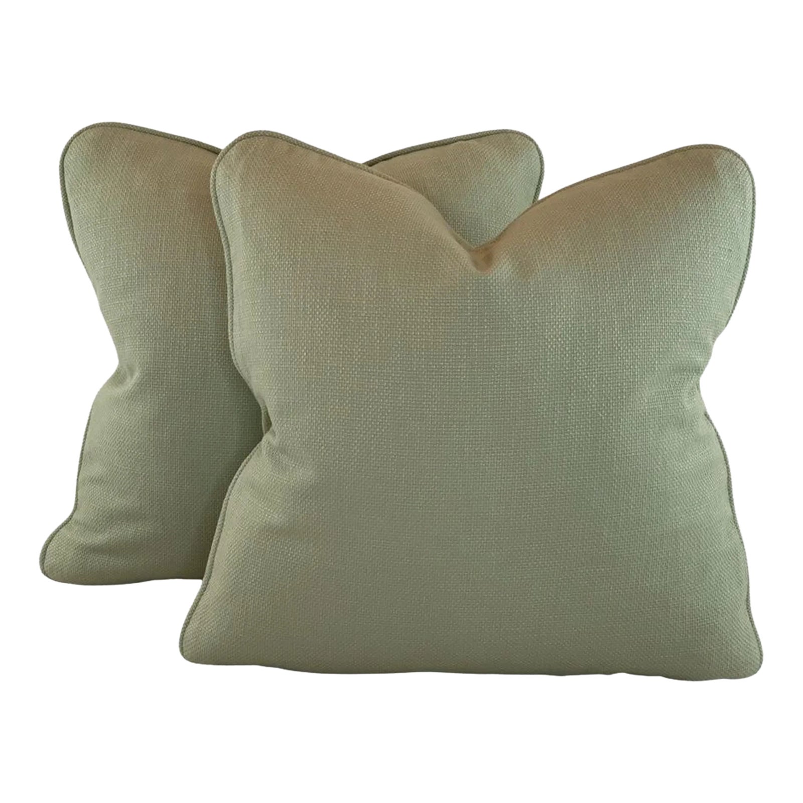 P Kaufmann Green Solid Textural Cotton Woven Fabric Sample | Chairish