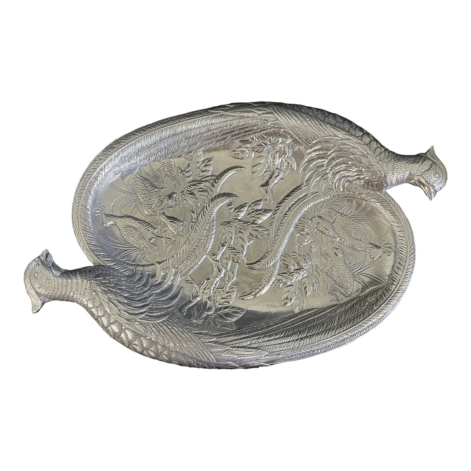 Arthur Court 1986 Pheasant & Quail Large Oval Platter Tray | Chairish