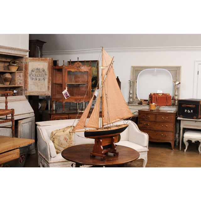 Gaff Cutter English 1920s Four Sail Pond Yacht on Stand with Solid Hull ...