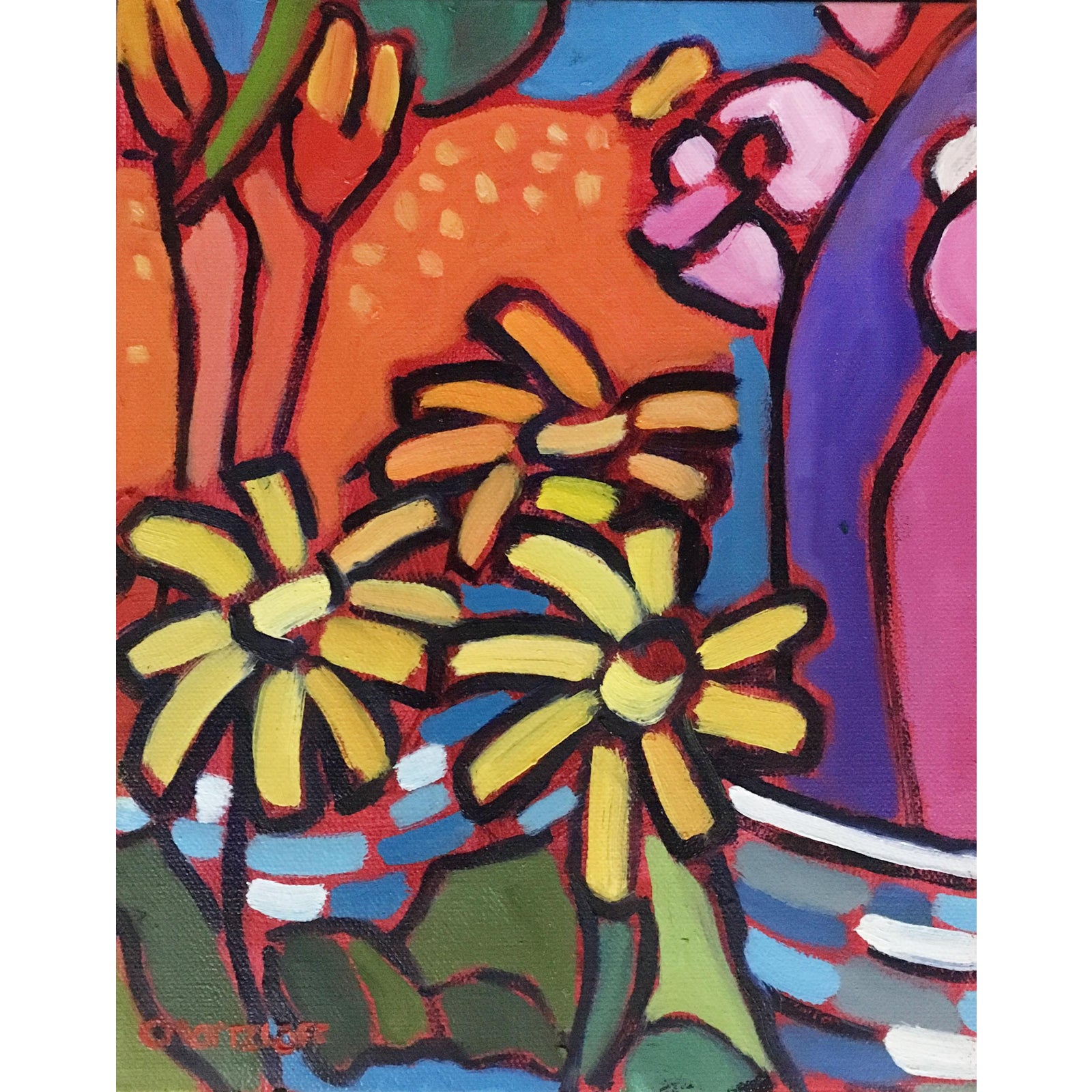 "Daisyland" Contemporary Expressionist Style Floral Still Life Oil ...
