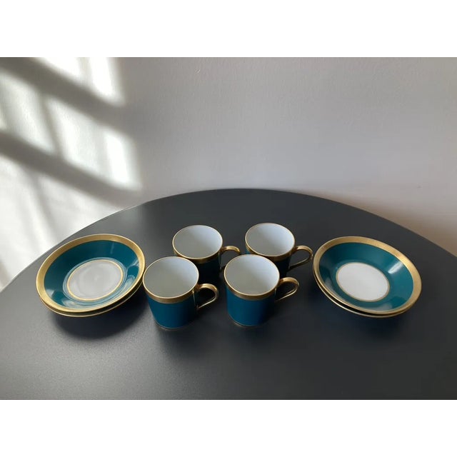 Early 20th Century French Porcelain Limoges Green and Gold Espresso ...