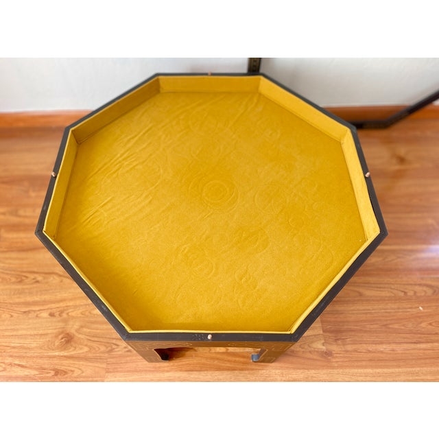 1970s Hand-Painted Hollywood Regency Chinoiserie Octagonal Velvet ...