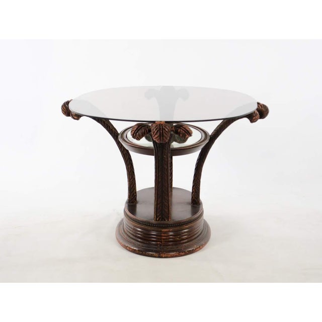 1950s Traditional Carved Wood and Glass Cocktail Table | Chairish