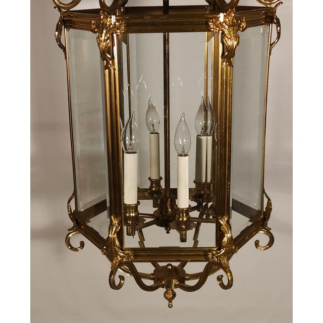 Huge Vintage 6 Lite Brass Colonial Georgian Fancy Rococo Lantern (Pr ...