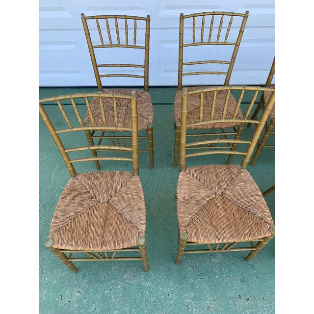 Vintage Italian Chiavari Style Gilt Wood Dining Chairs- Set of 8 | Chairish