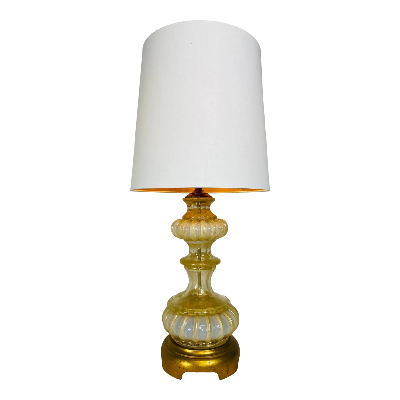 Mid Century Italian Marano 24 Karat Gold Fleck Lamp Over Opalescent ...