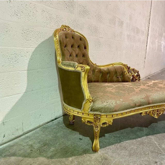 French Rococo Style Gold Chaise Lounge | Chairish