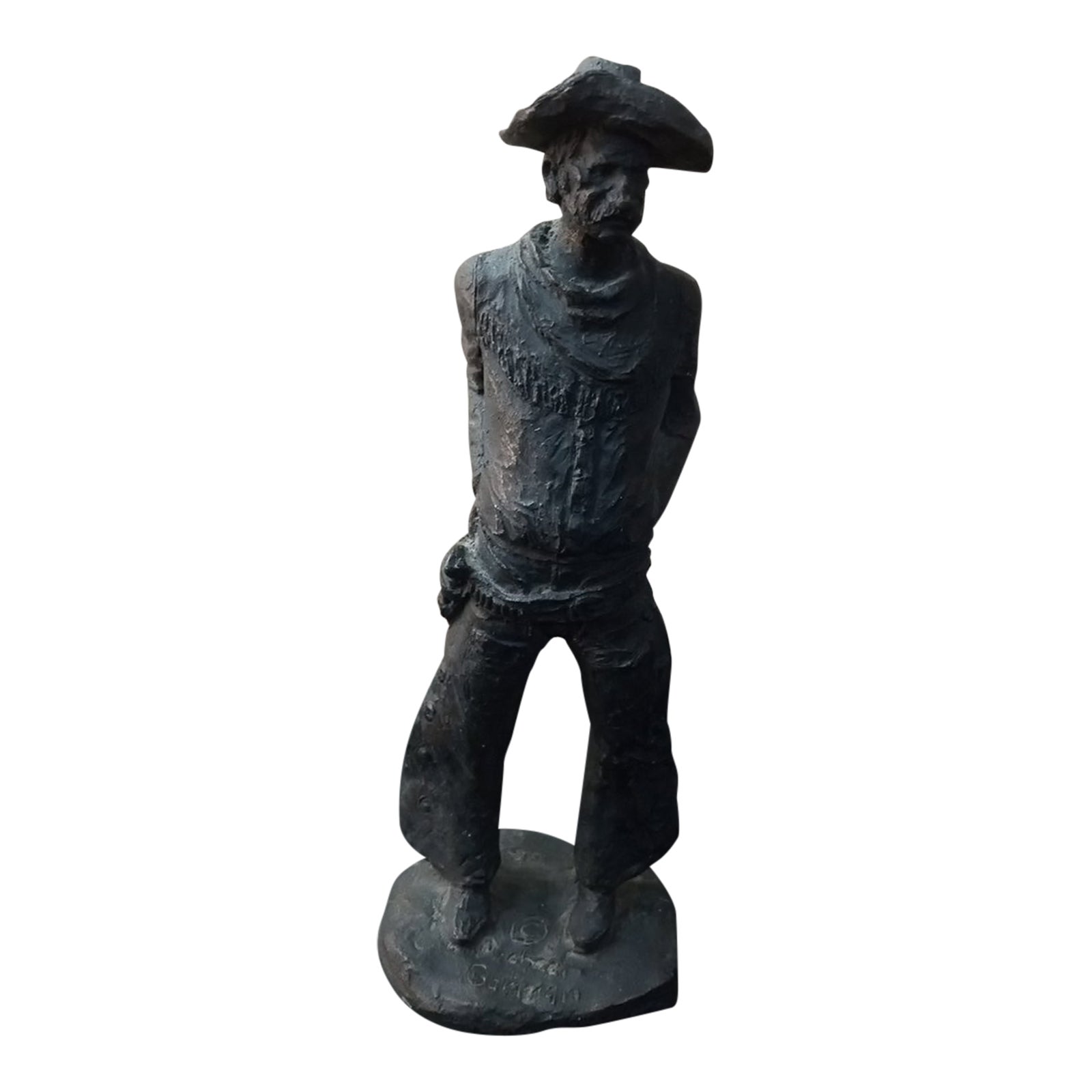 Exquisite Michael Garman 1969 Bronzetone Cowboy Sculpture | Chairish