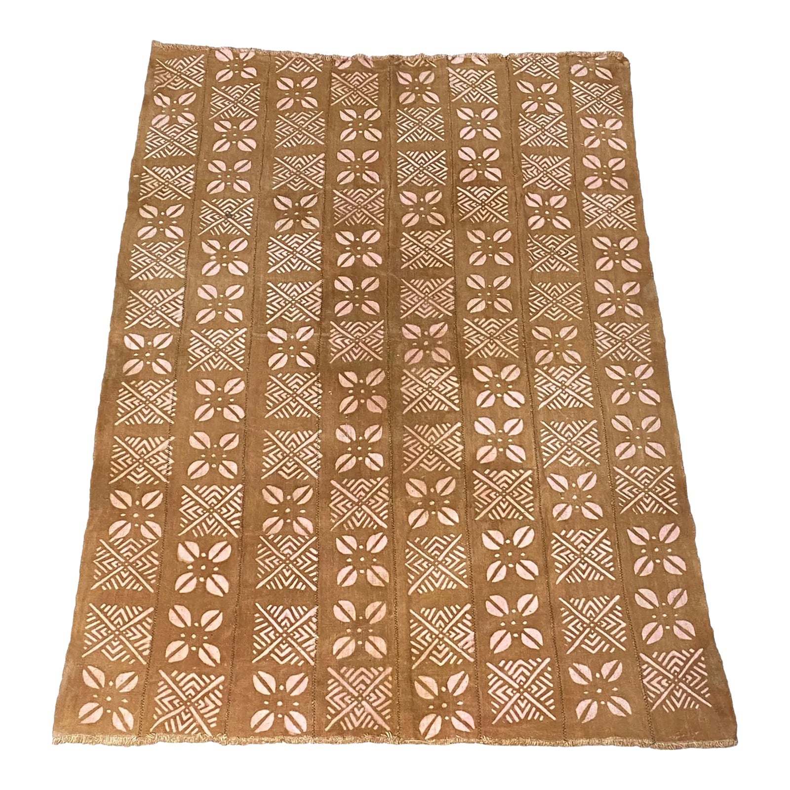 African Brown and Pink Bogolan Textile Mud Cloth 60" H | Chairish