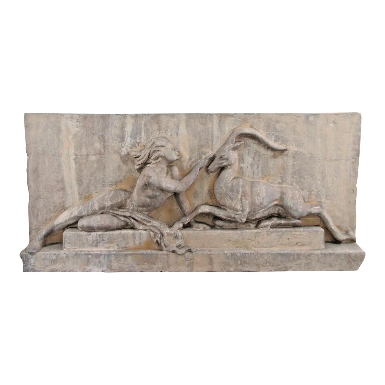 1990s The Casey Collection Large Sculpted Wall Art Woman With Gazelle ...