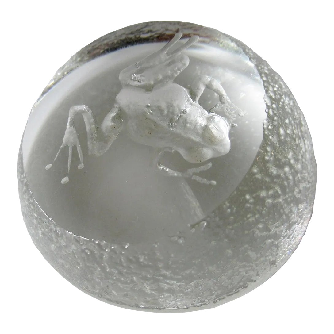 Mid-Century Crystal Frog Paperweight | Chairish